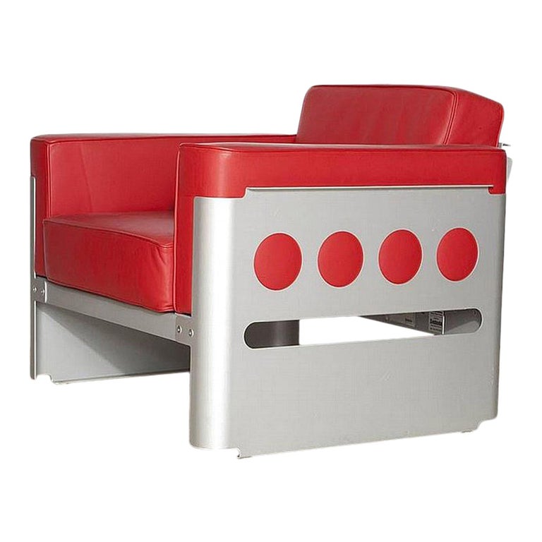 Walter Pichler, Silver Anodized Aluminum, Leather Galaxy Chair, 1966 ...