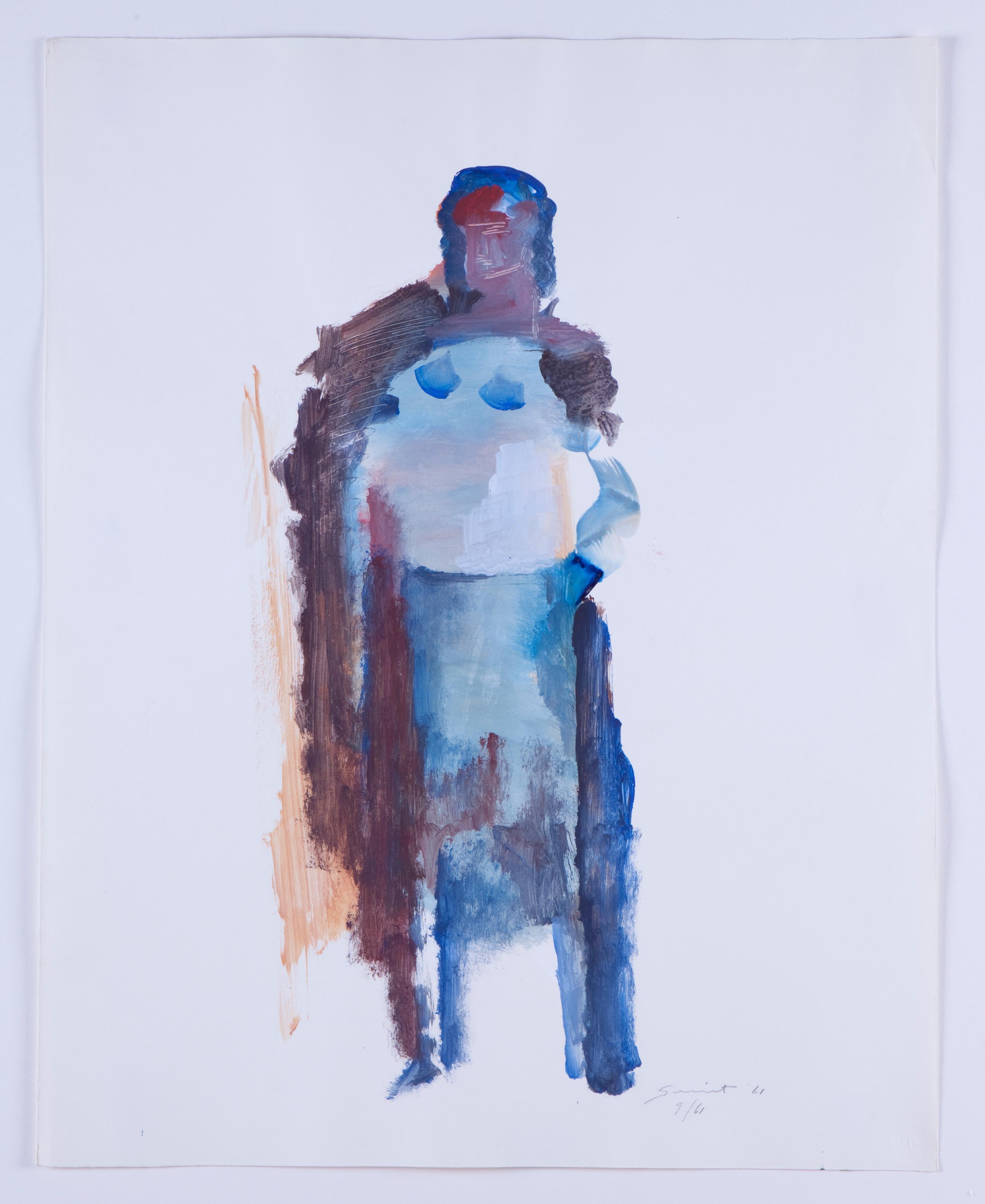 Walter Quirt - Untitled (Standing Figure in Pastels) Work on Paper For ...