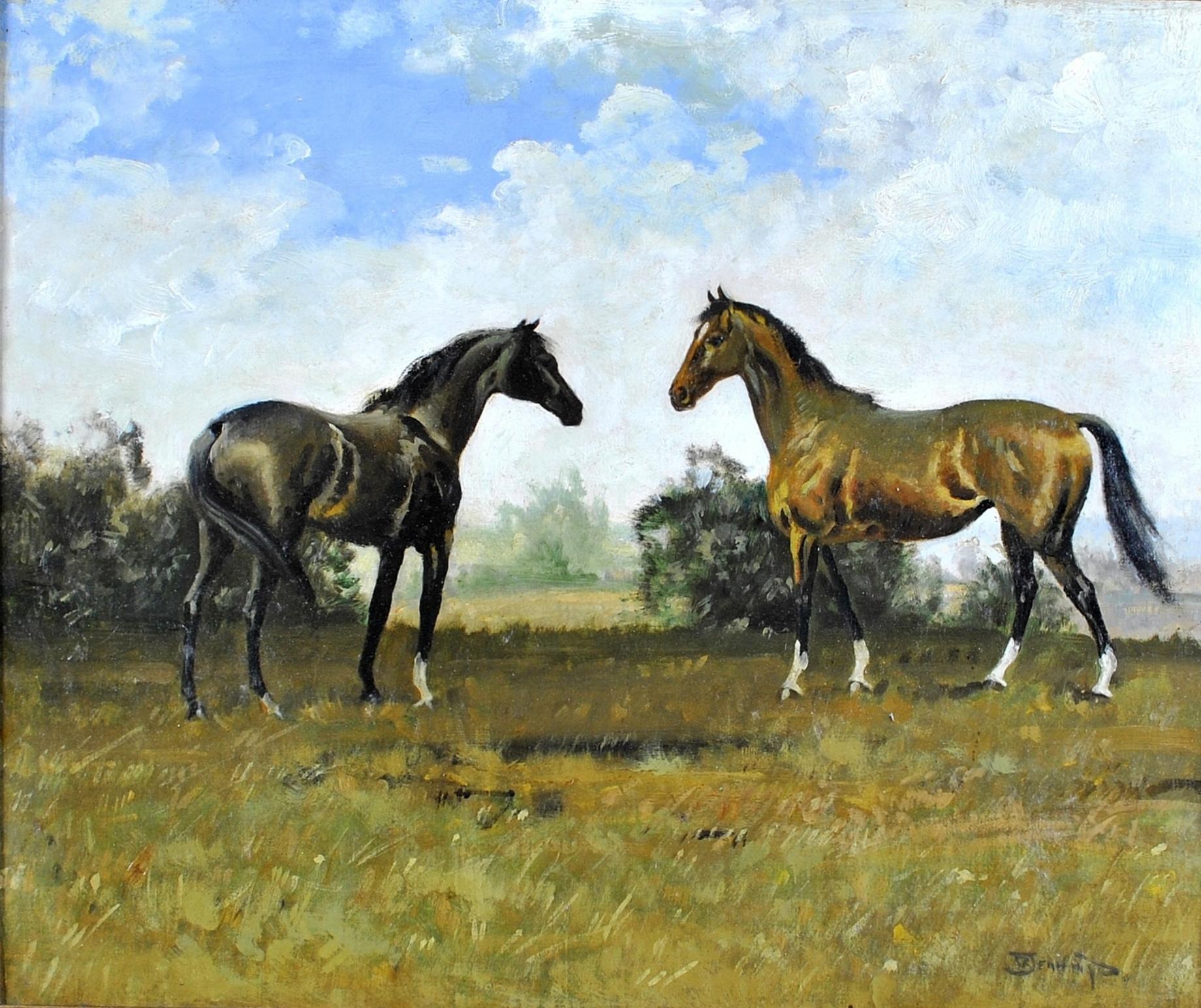 Walter Robin Jennings - Horses in a Landscape - Large English Oil on ...