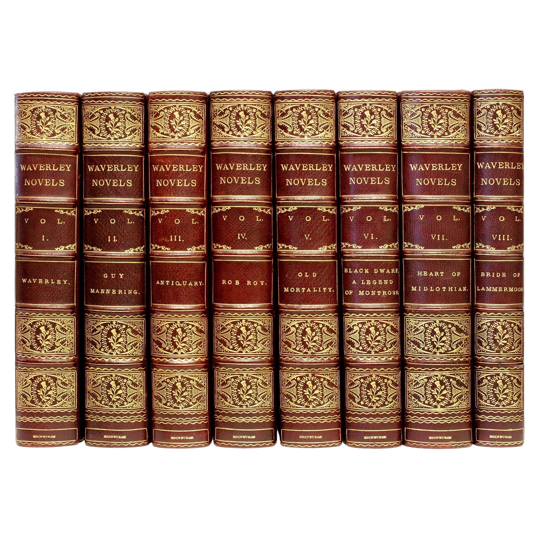 Walter Scott, Waverley Novels, 25 Vols. 1857, in a Fine Full Leather ...