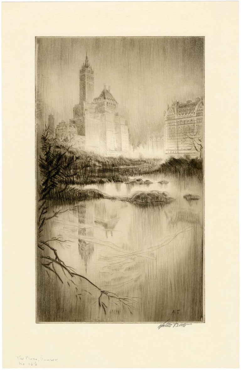Walter Tittle - The Plaza, Sunset Glow For Sale at 1stDibs