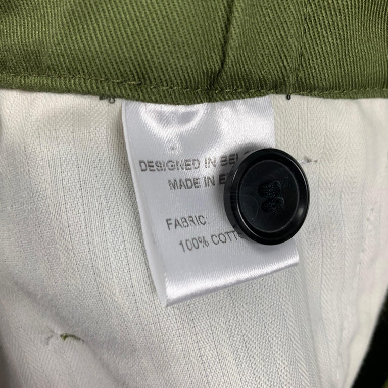 WALTER VAN BEIRENDONCK FW 17 Size 32 Olive Cotton Button Fly Dress ...