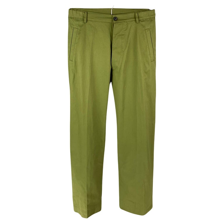 WALTER VAN BEIRENDONCK FW 17 Size 32 Olive Cotton Button Fly Dress ...