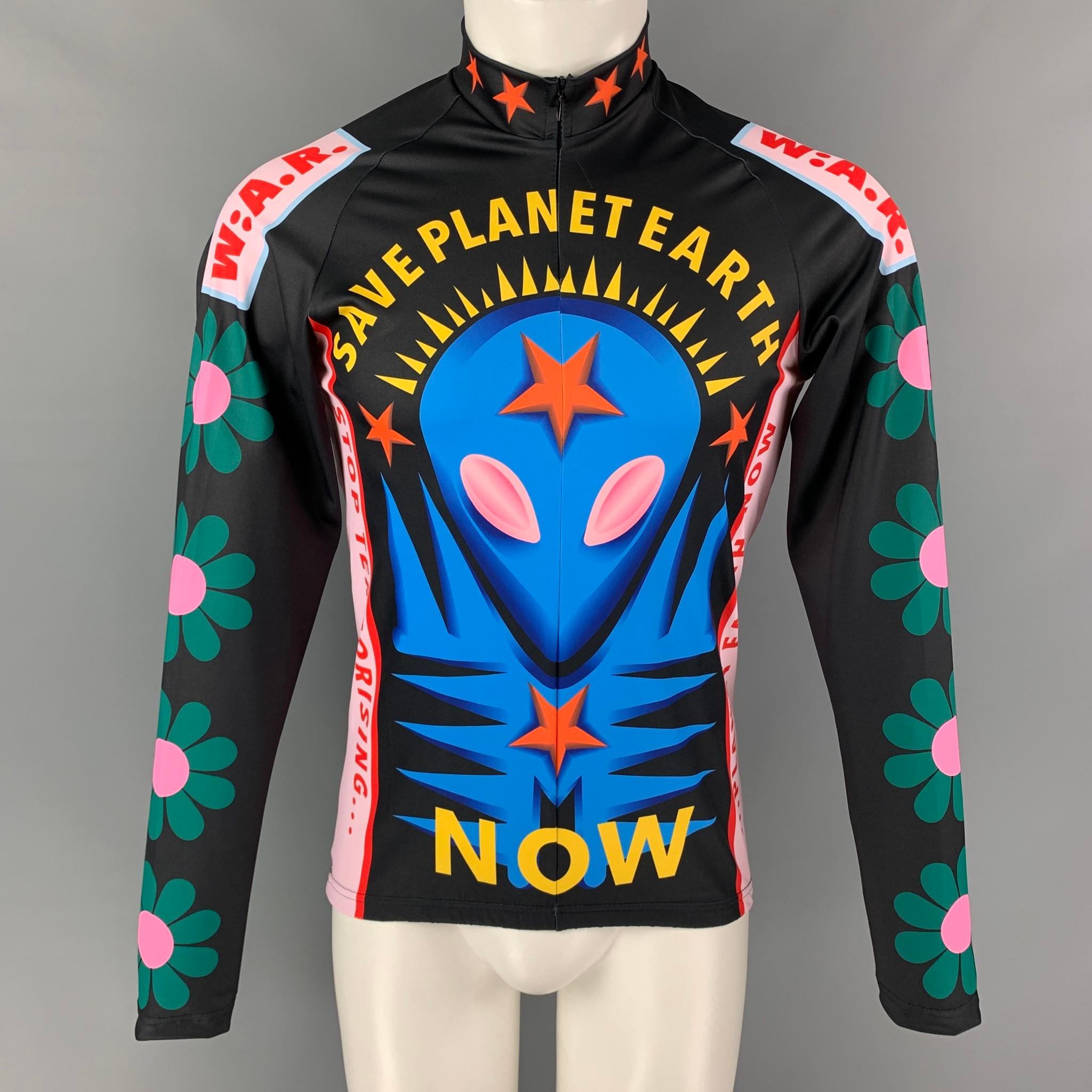 WALTER VAN BEIRENDONCK FW21 Size M Black Graphic Jersey Bike Top For ...