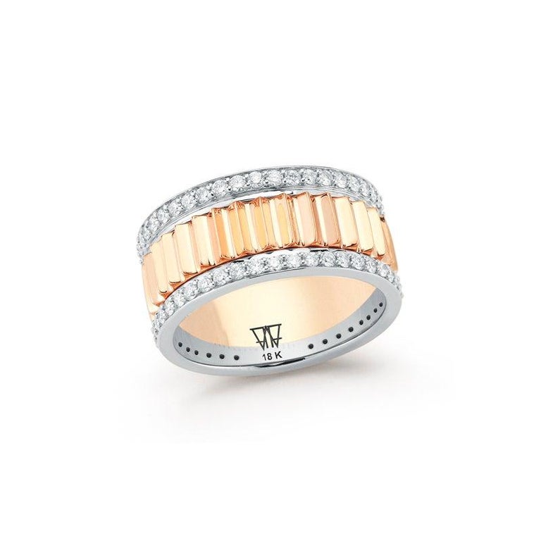 Customizable Walters Faith 18 Karat Rose Gold and Diamond Fluted Band ...