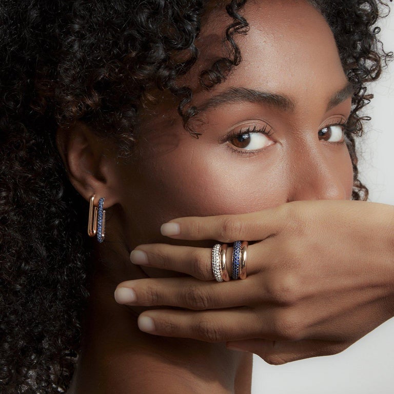 Walters Faith 18k Rose Gold and White Diamond 2 Row Tubular Cuff Ring ...