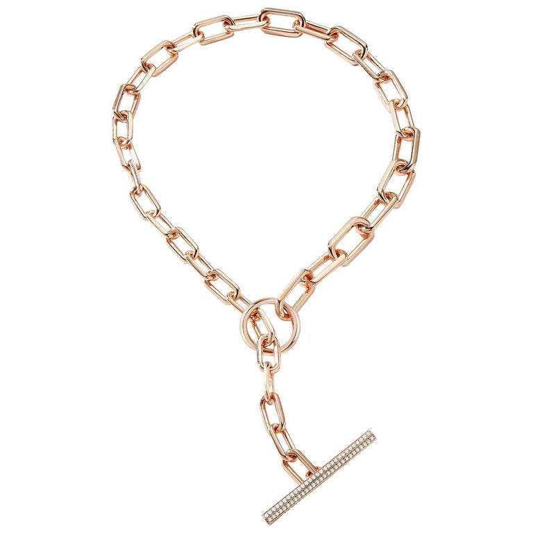 Walters Faith 18K Rose Gold Graduating Jumbo Chain Link Diamond Toggle ...