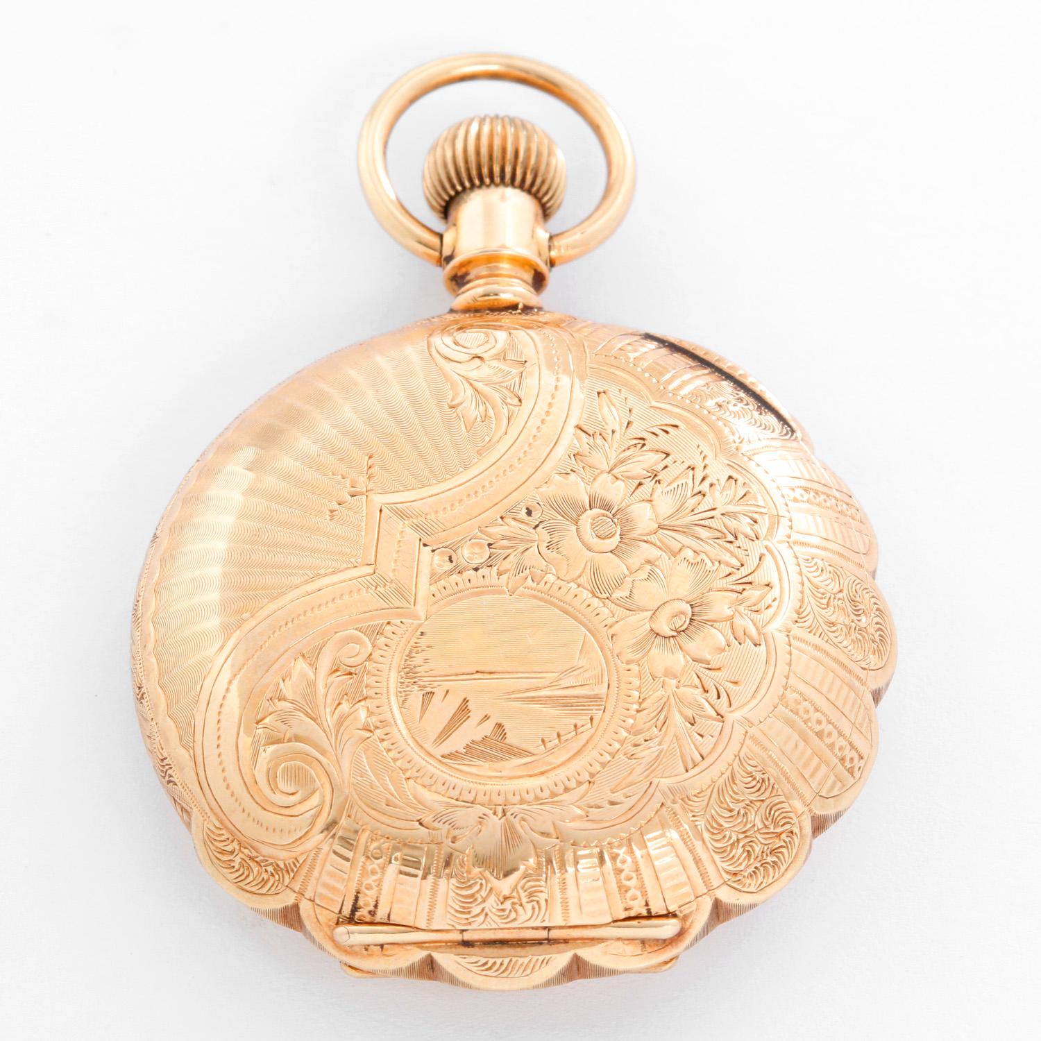 Waltham 14 Karat Yellow Gold Box Hinge Pocket Watch at 1stDibs | pocket watch hinge