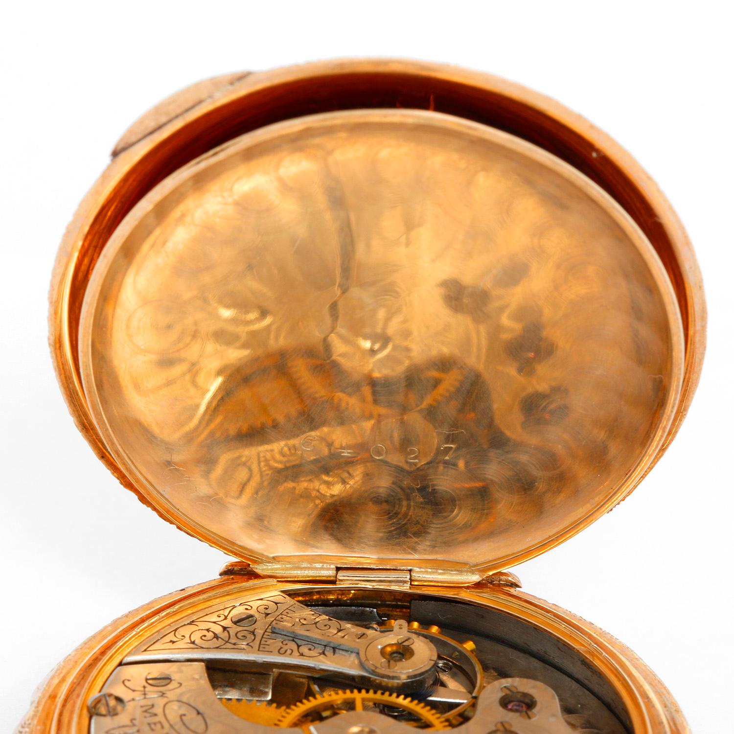 Waltham 14 Karat Yellow Gold Box Hinge Pocket Watch at 1stDibs | pocket watch hinge