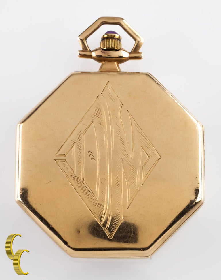 Waltham Octagon Antique 14 Karat Open Face Pocket Watch Gr 225 12S 17 ...