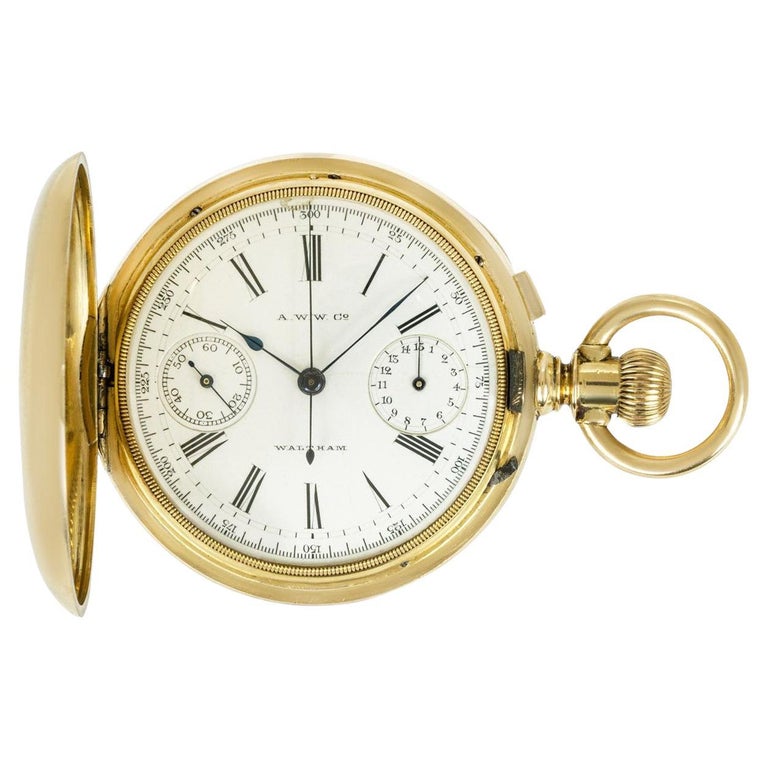 Waltham Riverside. A Rare Gold Chronograph Hunter Pocket Watch C1884 ...