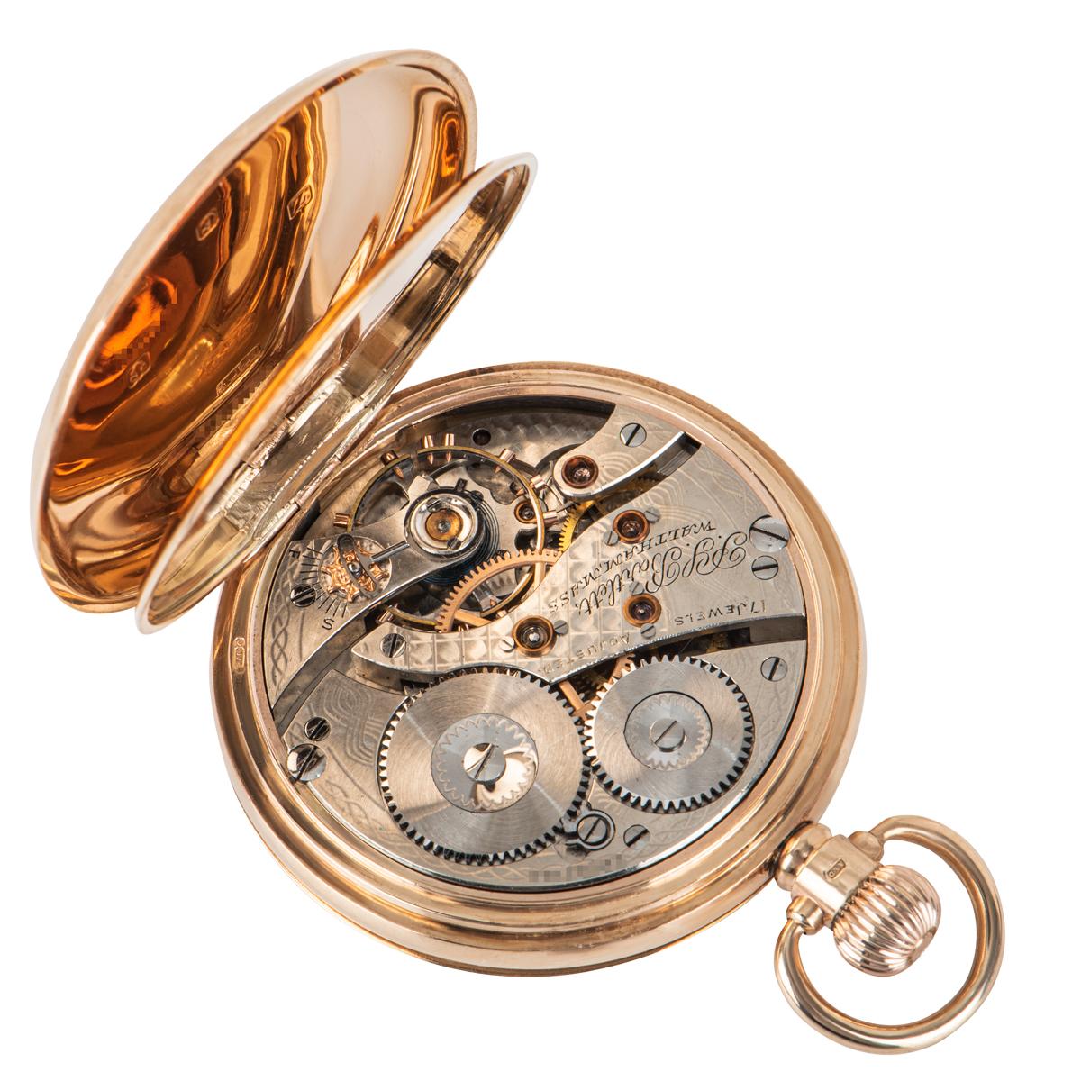 Waltham Rose Gold Keyless Lever Full Hunter Pocket Watch C1925 For Sale ...