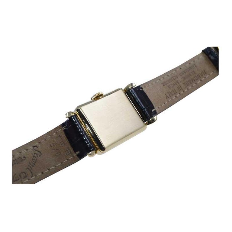 Waltham Solid Gold Art Deco Tank Style Watch Hand Made from 1940's For ...