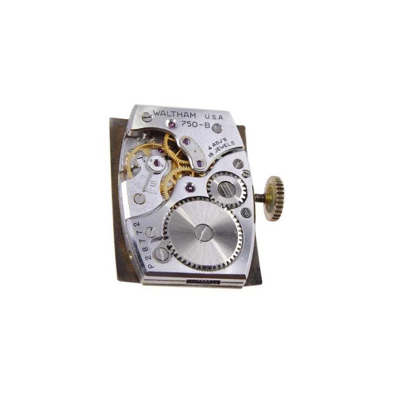 Waltham Solid Gold Art Deco Tank Style Watch Hand Made from 1940's For ...
