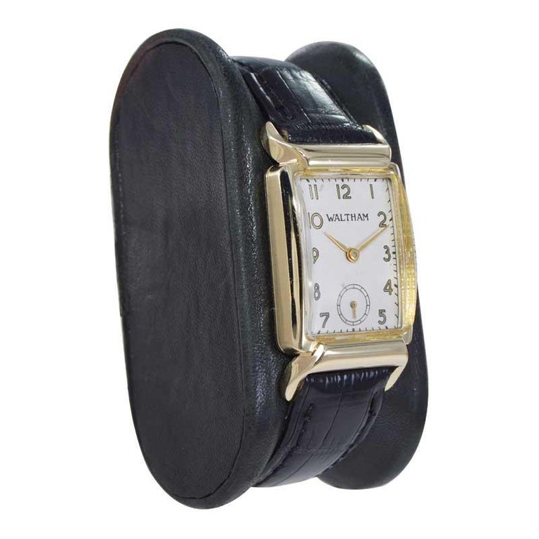 Waltham Solid Gold Art Deco Tank Style Watch Hand Made from 1940's For ...