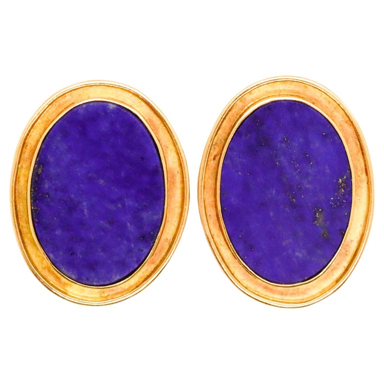 Wander France 1960 Mid Century 18Kt Yellow Gold Earrings with Oval ...