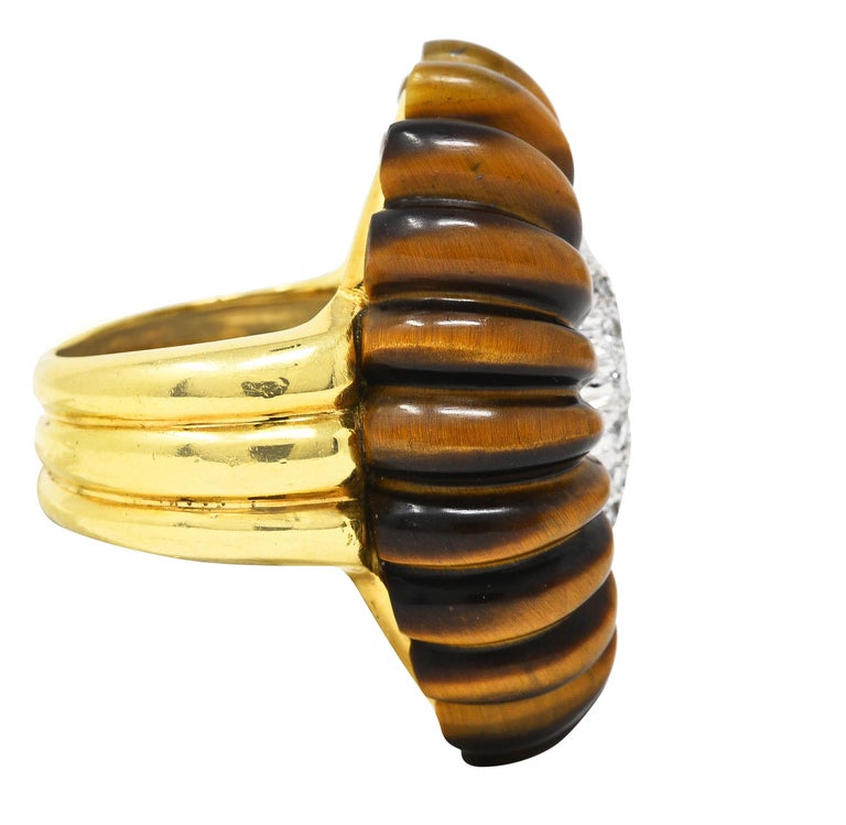 Wander France Diamond Tiger's Eye 18 Karat Two-Tone Gold Vintage ...