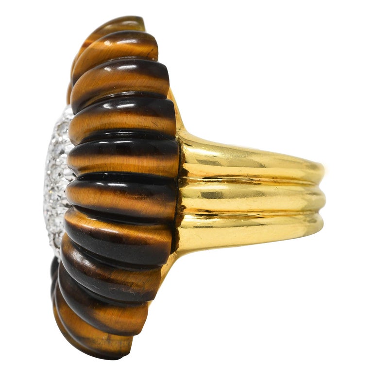 Wander France Diamond Tiger's Eye 18 Karat Two-Tone Gold Vintage ...