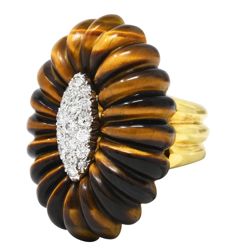 Wander France Diamond Tiger's Eye 18 Karat Two-Tone Gold Vintage ...