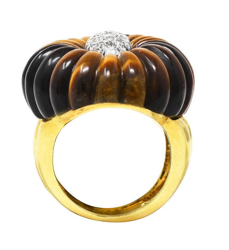 Wander France Diamond Tiger's Eye 18 Karat Two-Tone Gold Vintage ...