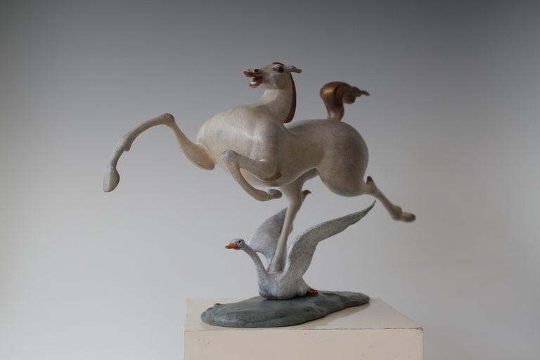 Wang Dapeng - Contemporary Animal Sculpture- The grace of ""a startled ...