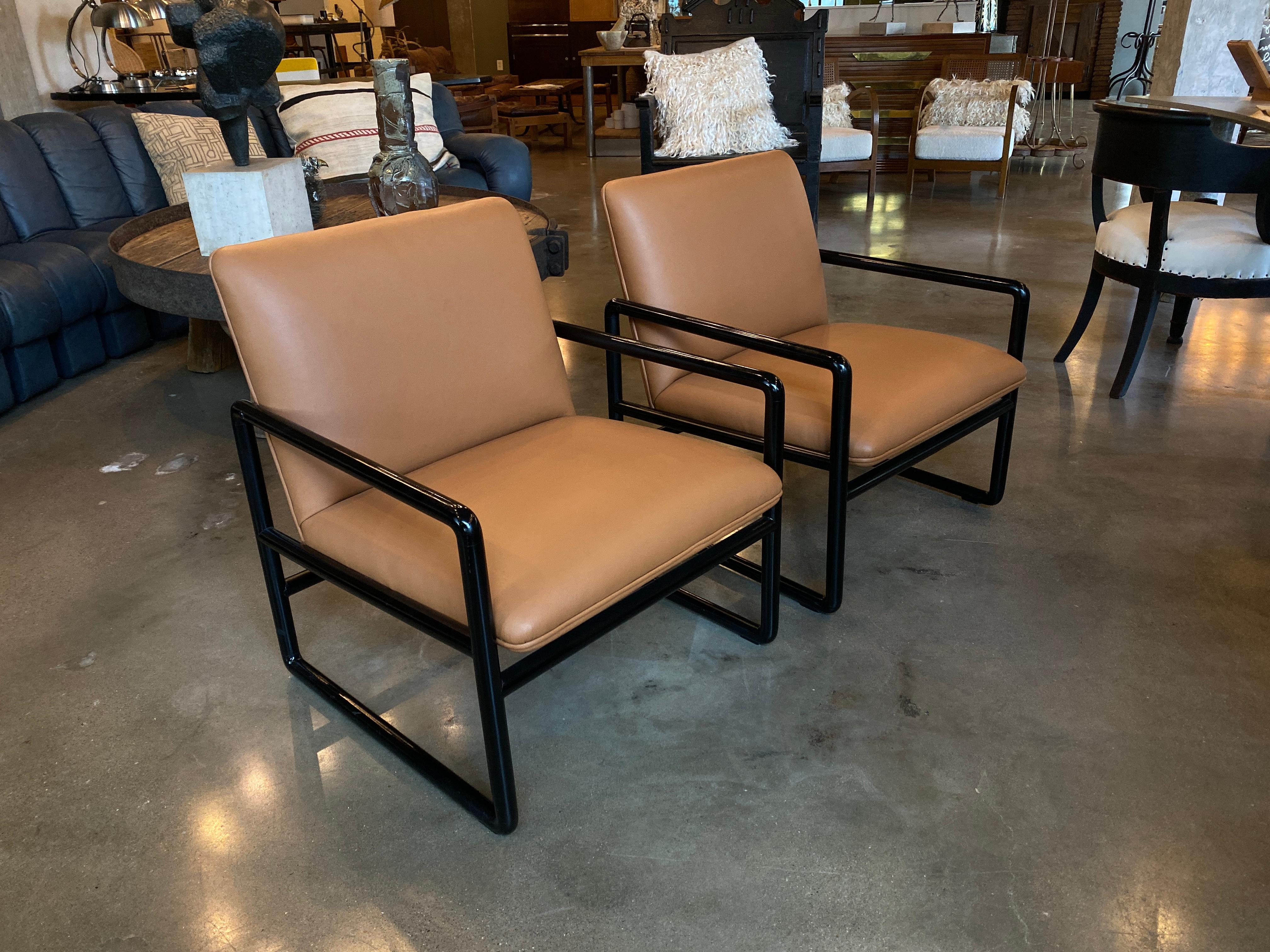 Ward Bennett Armchairs in Leather, 1960s at 1stDibs