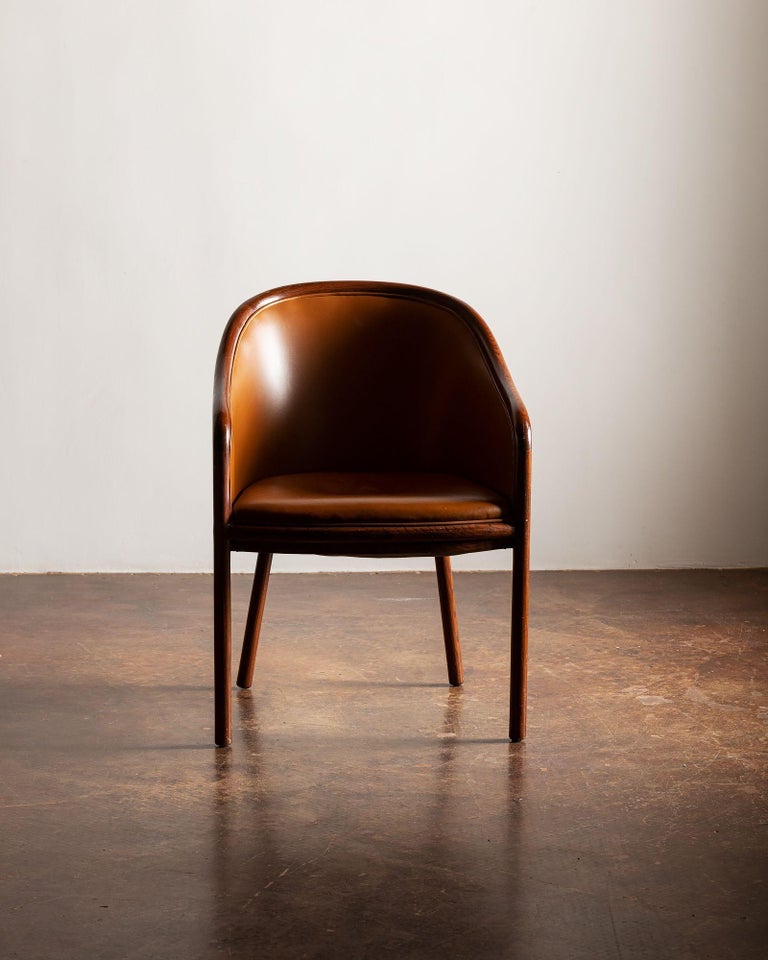 Ward Bennett Bentwood and Leather Landmark Armchairs for Brickel, 1965 ...