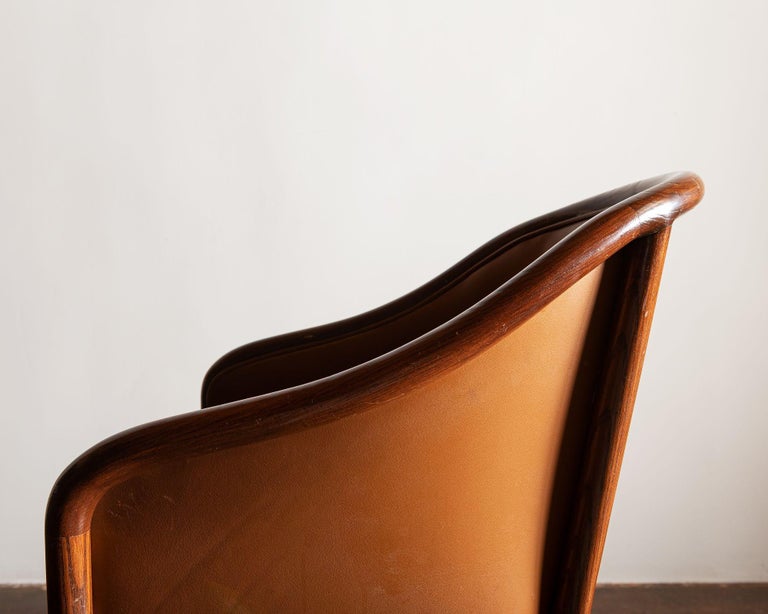 Ward Bennett Bentwood and Leather Landmark Armchairs for Brickel, 1965 ...