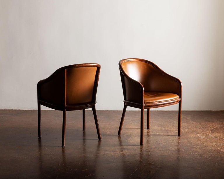 Ward Bennett Bentwood and Leather Landmark Armchairs for Brickel, 1965 ...