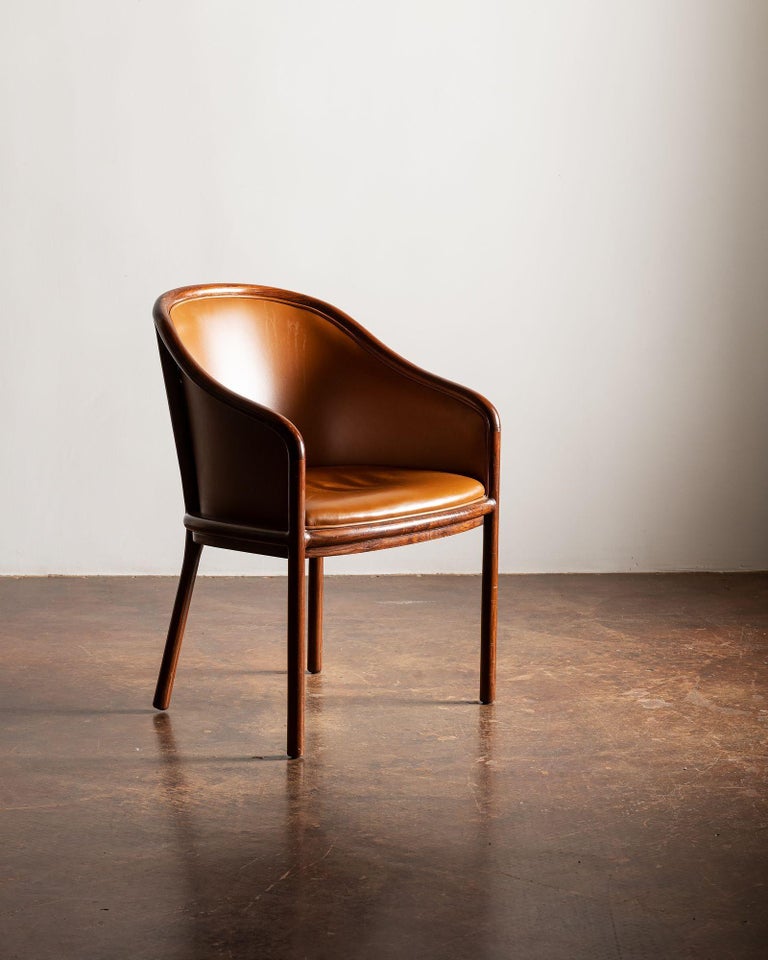 Ward Bennett Bentwood and Leather Landmark Armchairs for Brickel, 1965 ...