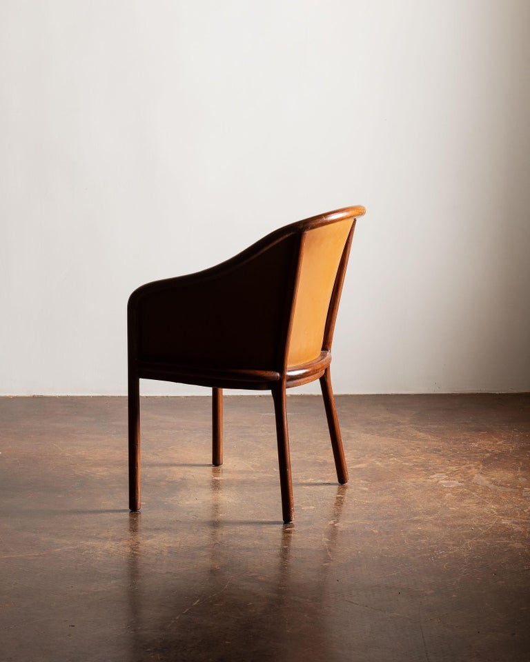 Ward Bennett Bentwood and Leather Landmark Armchairs for Brickel, 1965 ...