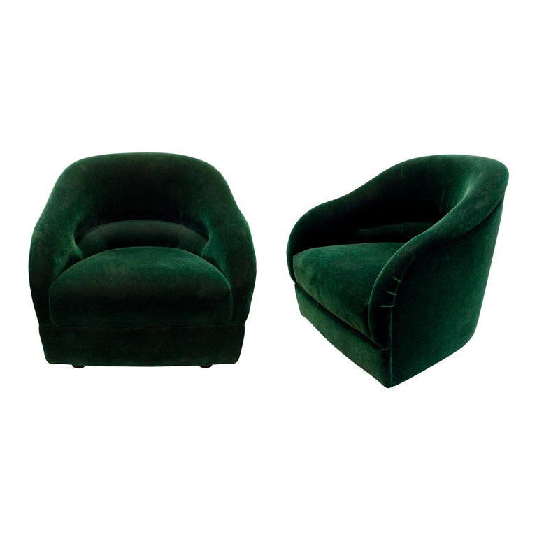 Ward Bennett Chic Pair of Pleated Back Lounge Chairs 1960s 'Signed' at ...