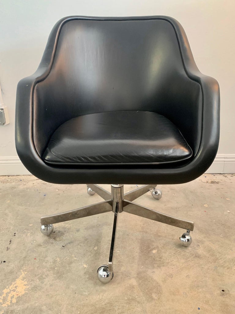 Ward Bennett Leather Desk Chair at 1stDibs