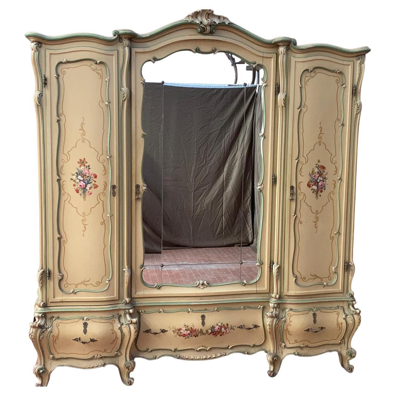Wardrobe Lacquered and Painted in Baroque Style, 1910 at 1stDibs
