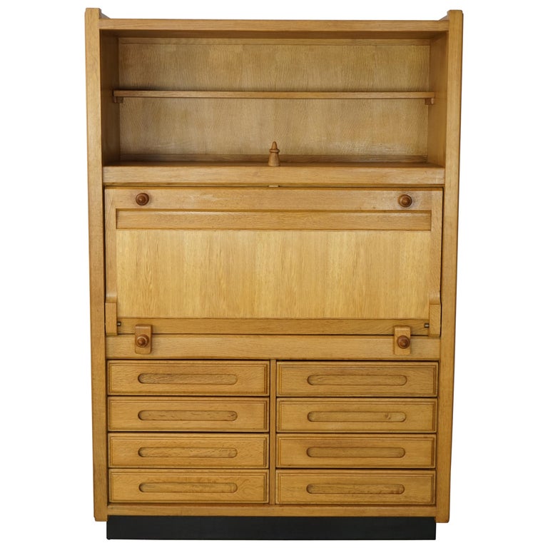 Wardrobe-Secretary "Gemini" Model Oak 1960s French Design Guillerme and ...