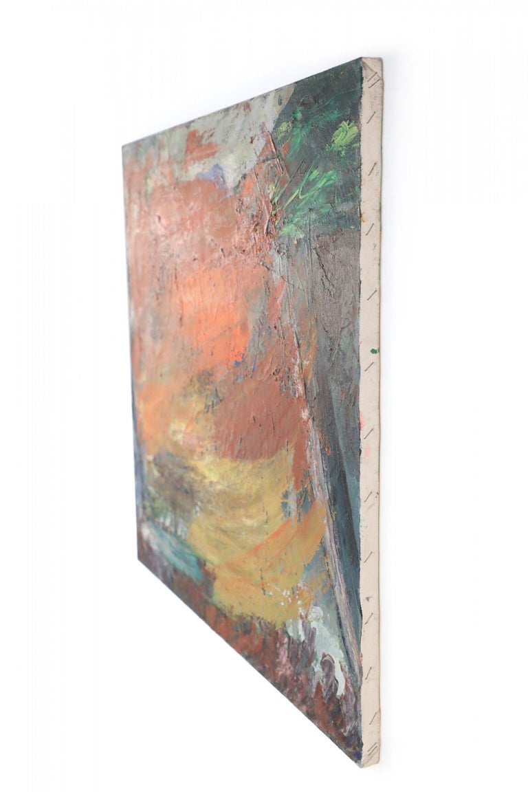 Warm Hued Multi-Colored Abstract Painting on Canvas For Sale at 1stDibs