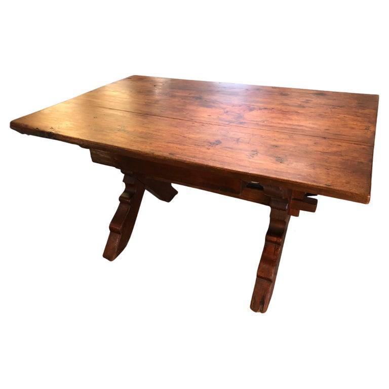 Warm Rustic Vintage Oak Desk or Small Dining Table with Drawer at 1stDibs