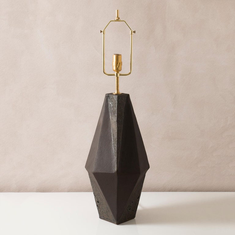 'Warp' Matte and Textured Black Glazed Tall Geometric Ceramic Table ...