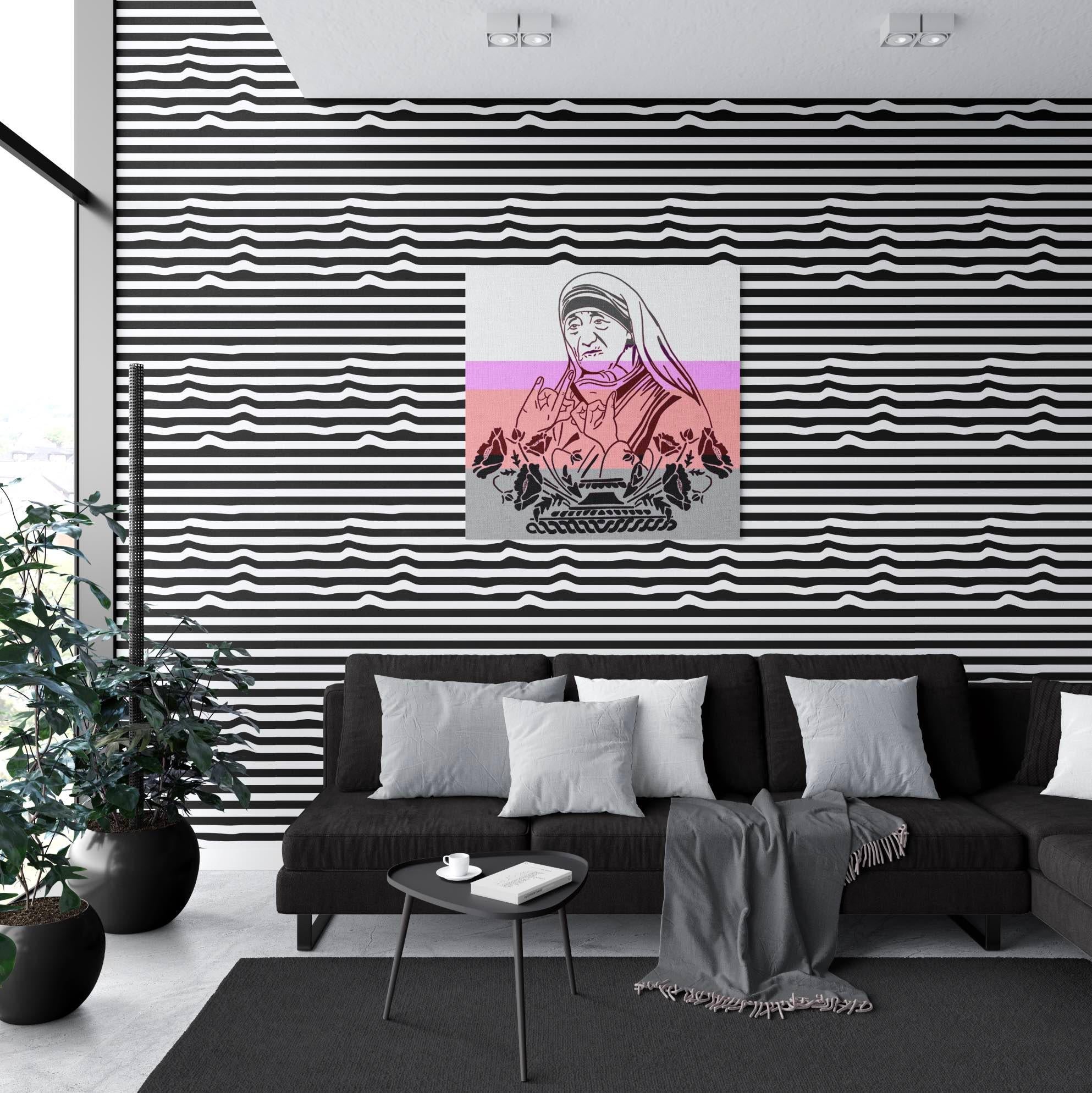 Warped Horizontal Striped Wallpaper by XAWD For Sale at 1stDibs