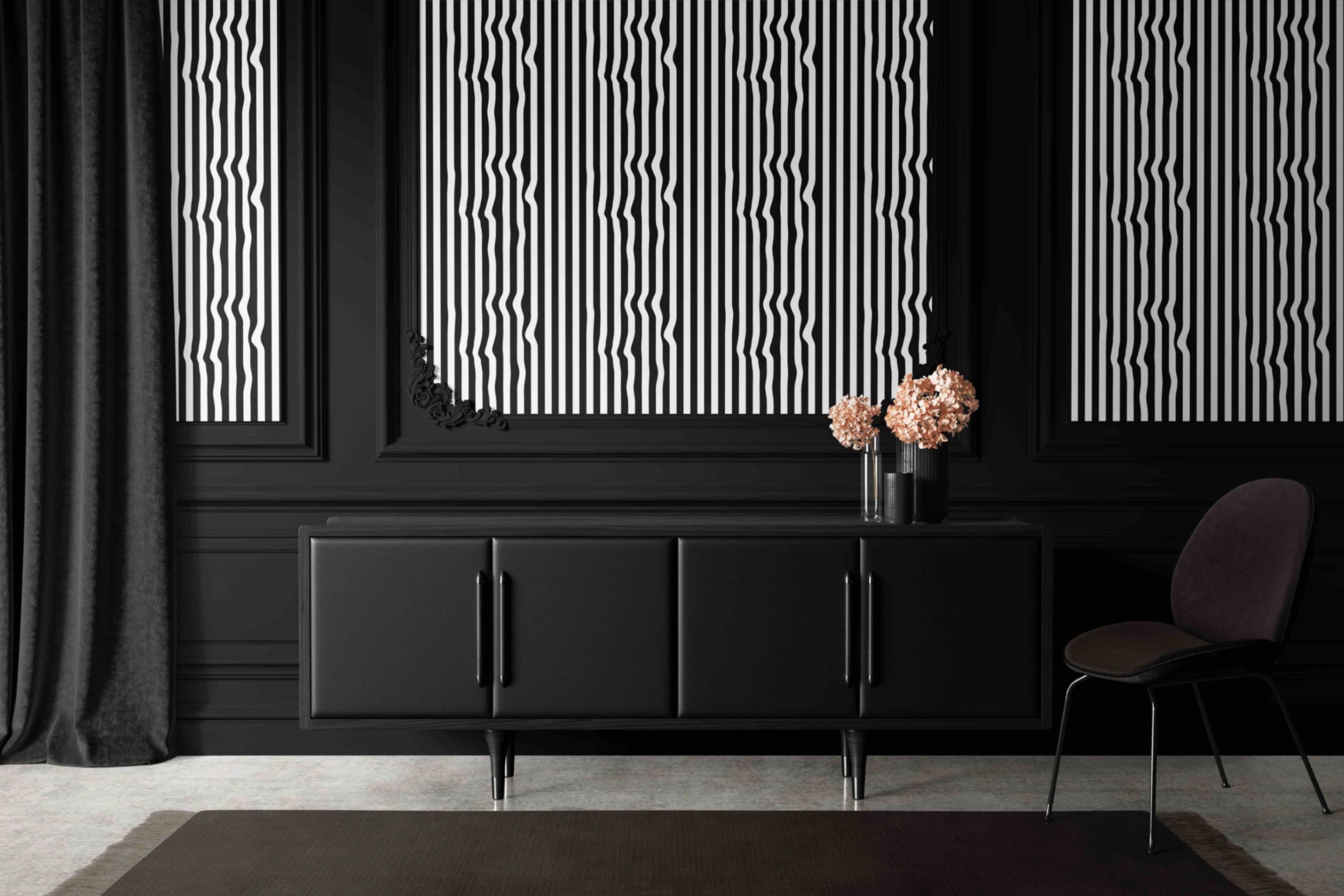 Warped Vertical Striped Wallpaper by XAWD For Sale at 1stDibs