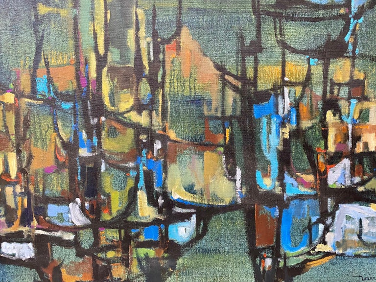 Warren Brandon - Warren Brandon Mid Century Modern Abstract Landscape C ...