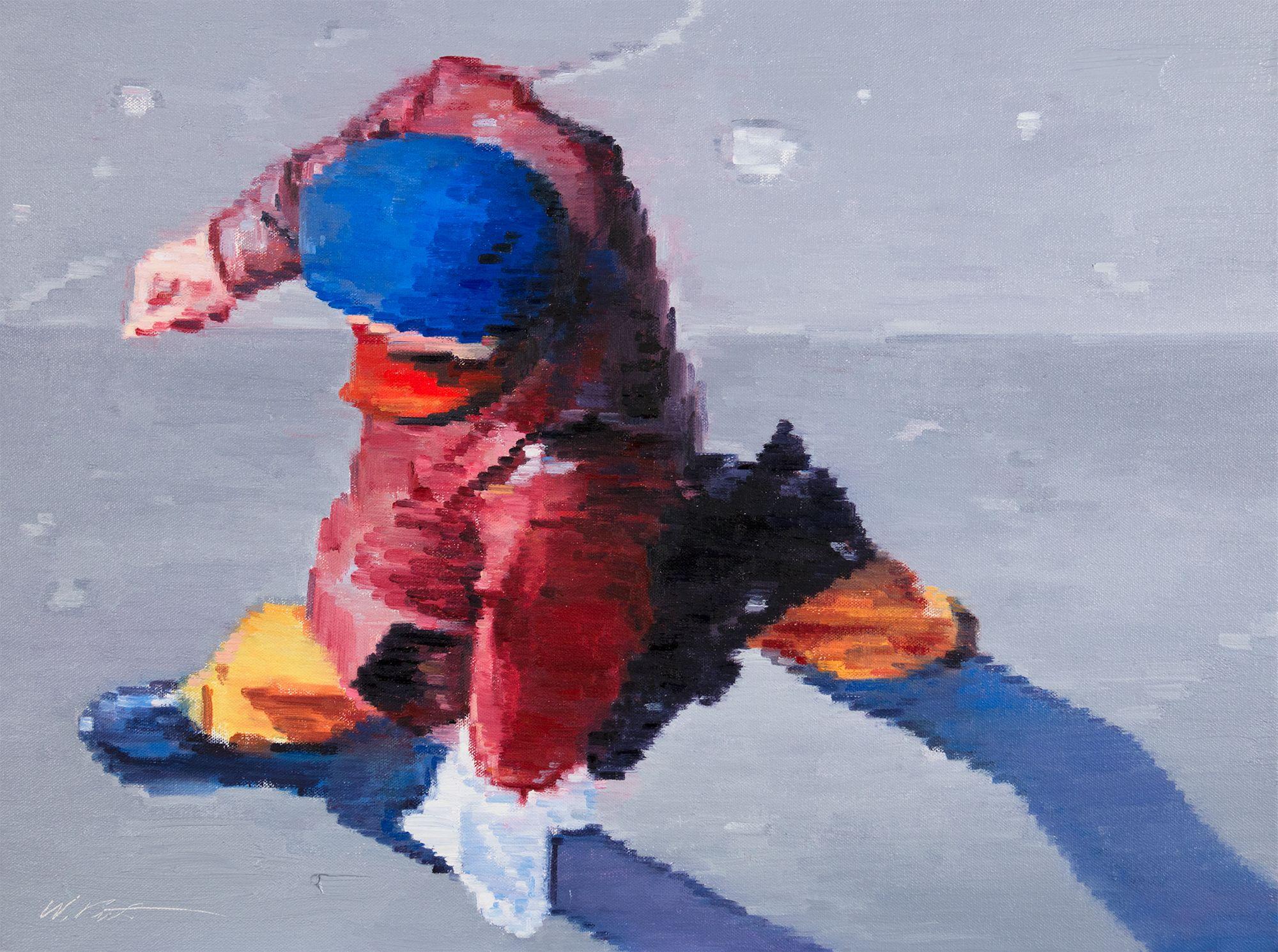 Warren Keating - Man Wearing Blue Cap Walking in Paris, Painting, Oil ...