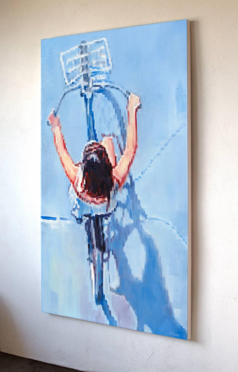 Warren Keating - Woman Bicycling on a Summer Day, Oil Painting For Sale ...