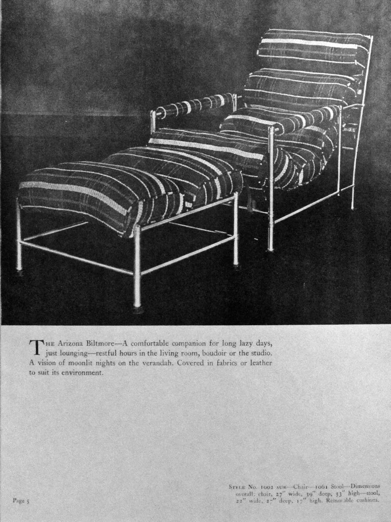 Warren McArthur Stainless Steel Lounge Chairs and Ottoman, circa 1935 ...