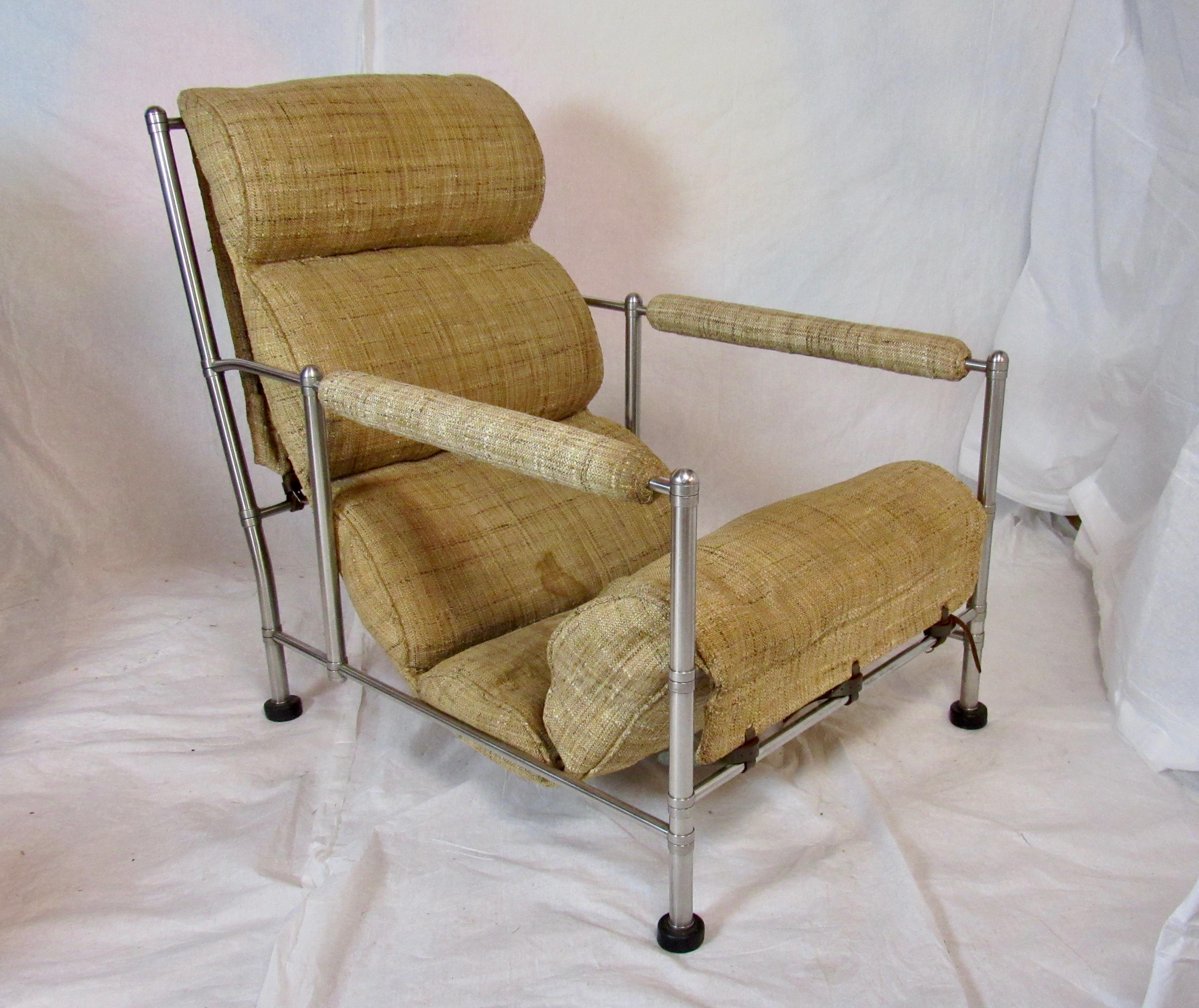 Warren McArthur Stainless Steel Lounge Chairs and Ottoman, circa 1935 ...