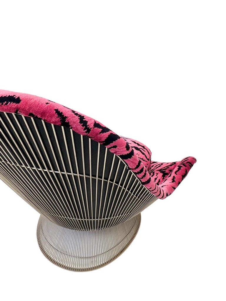 Warren Platner Easy Chair and Ottoman in Scalamandre Pink Tigre Fabric ...