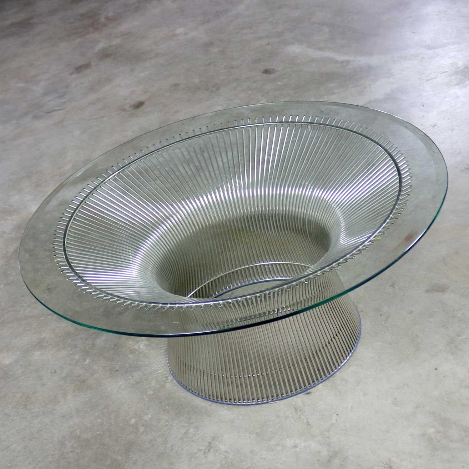 Warren Platner Nickel Steel Rod Coffee Table for Knoll Beveled Glass ...