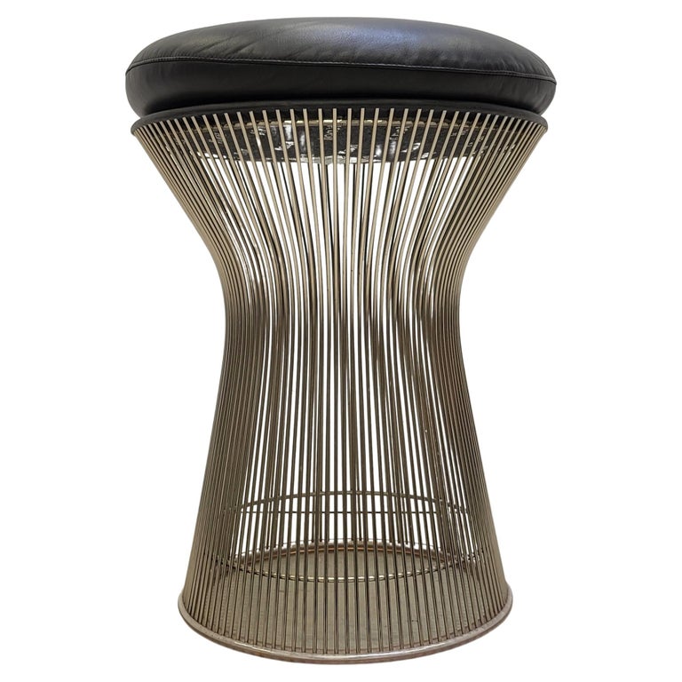 Warren Platner Stool for Knoll Black Leather, 2000s For Sale at 1stDibs