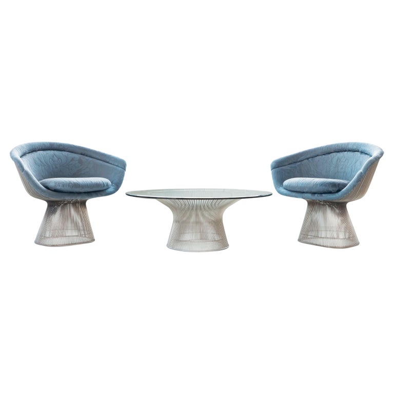 Warren Platner Wire Frame Lounge Chairs and Matching Coffee Table for ...