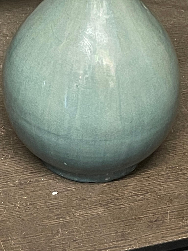 Washed Turquoise Glazed Tulip Shaped Vase, China, Contemporary at 1stDibs